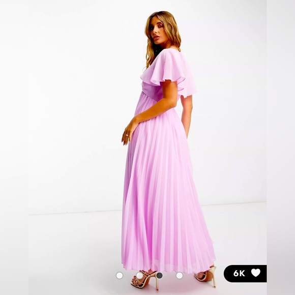 ASOS | Dresses | Pink Angel Cape Sleeve Pleated Hem Maxi Dress | Poshmark